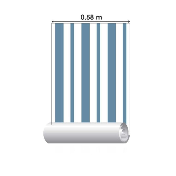 Papel de Parede Adesivo Listras Azul Forte e Branco N06269 - Papel na ...